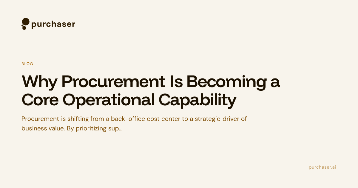 Why Procurement Is Becoming a Core Operational Capability - PurchaserAI ...